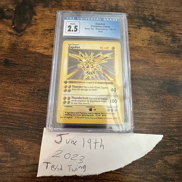 Pokemon | Other | Cgc 25 First Edition Shadowless Zapdos | Poshmark